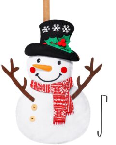 irenare seasonal winter snowman burlap door decor, 17 x 9.5 inch xmas snowman felt door hanging decorations with 1 door hanger hooks for outdoor front door decor for homes, yards and gardens