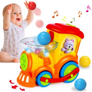 toys 18-24 months drop and go train toys for 2 3 4+ year old boys girls kids early educational toddler toys 18 to 24 with 3 balls/ light/ talking/ music christmas birthday gifts toys for 6 8 9 12m