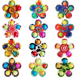 12 pcs pop bubble fidget spinners for party favors, hand fidget bulk toys for classroom prizes, christmas valentine gifts goodie bag stocking easter basket stuffers for kids