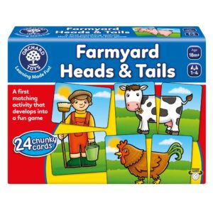 orchard toys moose, farmyard heads & tails game. a first matching activity that develops into a fun game. 24 chunky cards. age 18 months+. 1-4 players