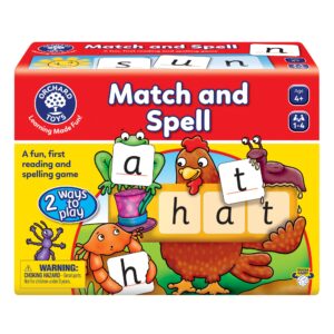 orchard toys moose games match and spell game. a fun, first reading and spelling game. 2 ways to play. age 4+. 1-4 players