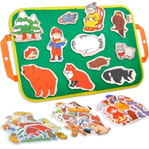 chefan 4 pack felt board story set, the mitten, the little red riding hood, gingerbread man, ugly duckling, precut felt/flannel figure pieces teaching wall for preschool activity early storytelling