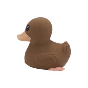 hevea kawan mini rubber duck - 100% natural rubber baby bath toy - eco friendly, perfect for playing, teething, and bathing - mold free bath toys - choco latte