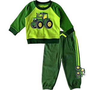 john deere baby boys infant sweatshirt and pant french terry set, green, 18m us