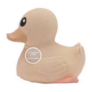 hevea kawan mini rubber duck - 100% natural rubber baby bath toy - eco friendly, perfect for playing, teething, and bathing - mold free bath toys - sand