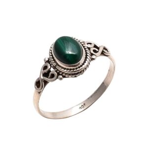 malachite stone ring 925 sterling silver statement ring for women handmade rings gemstone christmas promise ring size us 7 gift for her