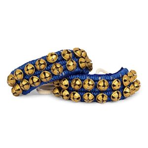 art of creation kathak dancing ghungroo 2 line 20 +20 dancing bell anklet pair classical dancers musical instrument bharatnatayam ghungru (blue)