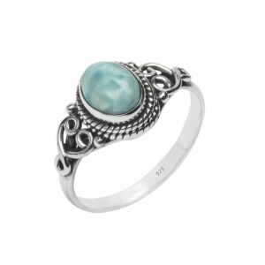 larimar stone ring 925 sterling silver statement ring for women handmade rings gemstone christmas promise ring size us 11 gift for her