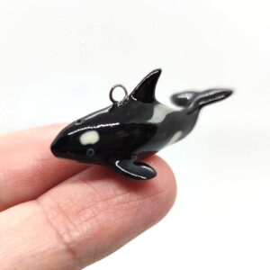 ssjshop whale orca micro tiny dollhouse figurines ceramic hand painted animals collectible small gift home garden decor