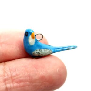 ssjshop macaw bird micro tiny dollhouse figurines ceramic hand painted animals collectible small gift home garden decor (blue pendent)