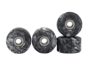 teak tuning apex 61d urethane fingerboard wheels - new street shape, 7.7mm diameter - ultra spin bearings - made in the usa - grey & white swirl colorway