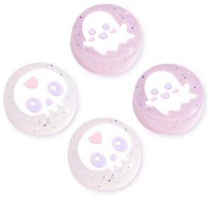 belugadesign ghost thumb grips | halloween gothic clear jelly glitter joystick grip button caps | compatible with nintendo switch standard lite oled