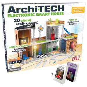 smartlab toys archi-tech electronic smart house - educational home design room decoration stem building toys & engineering kit - build your own smart house with activity book building set & 2x e-books