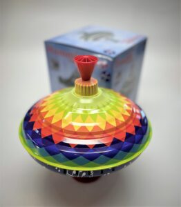 classic choral multicolor spinning tin top toy from ksmtoys the funny buzzing multitaonal hum gets louder as the top spins faster, 9x9x9 ages 18 m+