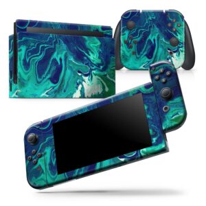 design skinz - compatible with nintendo switch console bundle - skin decal protective scratch-resistant removable vinyl wrap cover - teal oil mixture