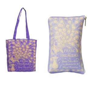 pride and prejudice purple tote bag and clutch purse bundle