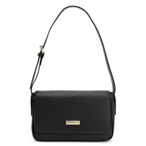 london fog astor texture shoulder bag for women with adjustable strap - black texture