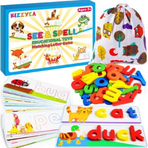 learning educational toys and gift for 3 4 5 6 years old boys & girls - see & spell matching letter game for preschool kids learning resources - stem educational toys for toddler learning activities