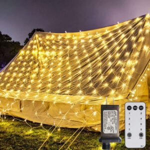 zaiyw 660 led net lights outdoor mesh lights, 20ft x 13ft large christmas net lights plug in with remote control timer for bushes shrubs wall wedding xmas tree decor (warm white)