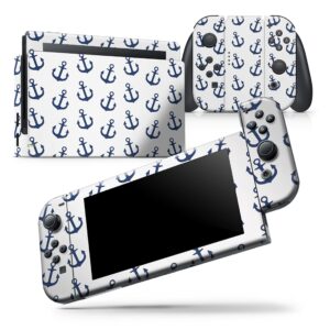 design skinz - compatible with nintendo switch lite - skin decal protective scratch-resistant removable vinyl wrap cover - white and navy micro anchors