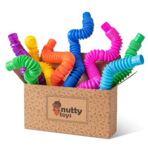 nutty toys pop tubes - sensory toys - endless creativity & fun for kids and toddlers |4 pack large| - connect & pop! top adhd autism fidget 2025, best boy & girl valentines day and easter gift idea