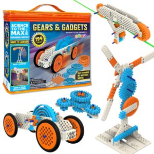 gears & gadgets 194pc kids building toys - build large & small robotic projects - stem toys for kids education - construction building kit - engineering activities science kits for kids age 8-12