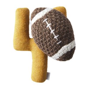 mud pie baby boy sport rattle, football