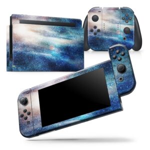 design skinz - compatible with nintendo switch console + joy-con - skin decal protective scratch-resistant removable vinyl wrap cover - blue & gold glowing star-wave