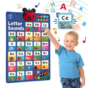 learning bugs press to learn phonics, interactive letters and sounds talking poster, preschool & kindergarten learn to read, ages 3+