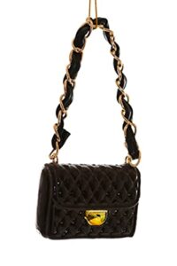 designer handbag ornament black gold chain accent