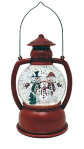 christmas decor lighted spinning lantern snowglobe with snowman family scene, red, battery operated (not included) - 7.6" h x 4.2" w x 5.2" d