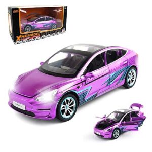 1:32 scale model 3 alloy car model diecast toy vehicles for kids, tesla car model，pull back alloy car with lights and music,mini vehicles toys for kids gift ，children birthday gift (black)