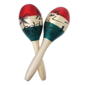 amavoler maracas,wood rumba shakers rattle hand percussion of sand of the hammer great musical instrument with salsa rhythm for party games live performances concert birthday parties ktv(colorful)