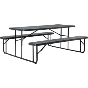 global industrial 6' folding plastic picnic table, charcoal