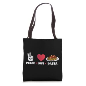 gifts for pasta lovers - italian food- peace love pasta tote bag