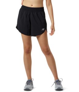 new balance women's accelerate 5 inch 2021 core shorts, black, medium