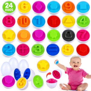 24pcs matching eggs toys for toddler 3-5, upgraded montessori educational number color shape recognition learning toys easter eggs xmas gifts fine motor skills toys for 3 4 5 year old boys girls