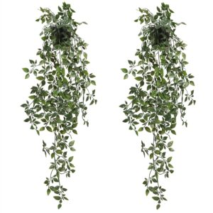 mizii artificial hanging plants,2 pack 3ft ivy vine fake leaves green chain for indoor outdoor wall shelf home room balcony garden wedding decor