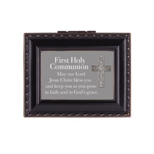 elanze designs cottage garden first holy communion black rope trim 4.5 x 3.5 tiny square jewelry keepsake box