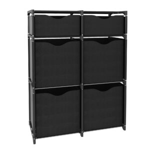 dttwacoyh closet organizers and storage shelf unit with 6 storage bins,stackable cube storage organizer,drawer organizers for clothing,book,livingroom(black)