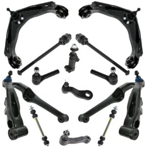 trq front steering & suspension kit control arm with ball joint idler arm idler arm bracket assembly pitman arm sway bar stabilizer link tie rod compatible with chevrolet gmc hummer