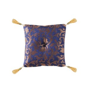 singing bowl cushion for tibetan handmade brocade art silk square cushions home decor jewelry display (6" x 6" inch, navy blue)