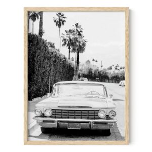 haus and hues black and white car poster - black and white pictures for wall decor car prints and posters wall art, car pictures for wall (beige framed, 12x16)