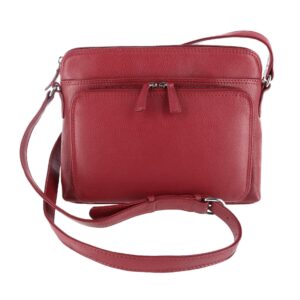 ctm® women's leather shoulder bag purse with side organizer, merlot