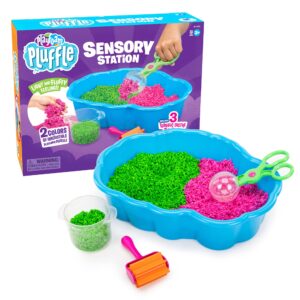 educational insights playfoam pluffle sensory station with 2 colors of playfoam pluffle for sensory bins, ages 3+