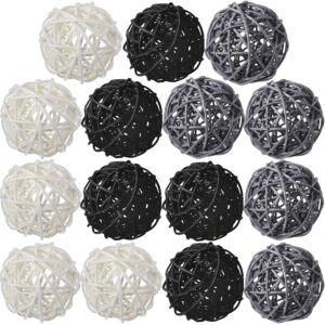 since 15 pieces 2inch black white grey wicker rattan balls sphere orbs vase fillers for christmas party wedding baby shower garden hanging decor aromatherapy accessories