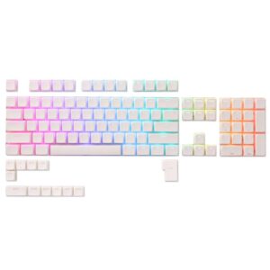 ltc lavacaps pbt double shot 116-key pudding keycaps set, translucent xda profile for iso & ansi layout 61/68/84/87/104 keys mechanical keyboard, with keycap puller - (only keycaps), white