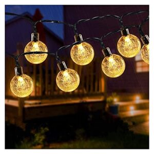 fovkp solar string lights 50 led outdoor string lights garden crystal ball decorative lights waterproof indoor fairy lights for home, garden, patio, party, yard, christmas- warm white