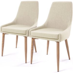 e&d furniture dining chairs, accent living room chair set of 2 beige kitchen and dining room chairs with high back 2 pack fabric dining chairs sillas para comedor upholstered dining metal leg chairs