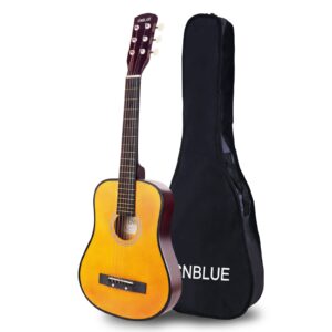 cnblue acoustic guitar beginner dreadnought acoustic guitar 30 inch kids guitar 1/2 size mini guitar folk small guitar steel strings with gig bag yellow